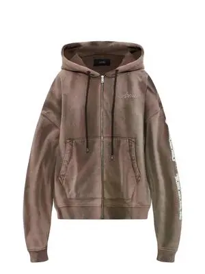Amiri Embellished Zip-up Sweatshirt - Brown