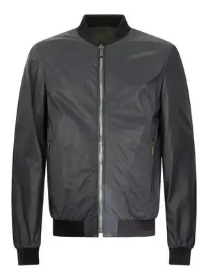 MOORER Leather Bomber Jacket - Grey
