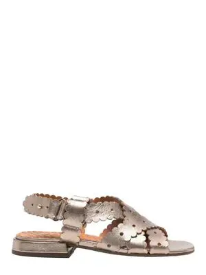 Chie Mihara Scalloped-hem Sandals - Gold