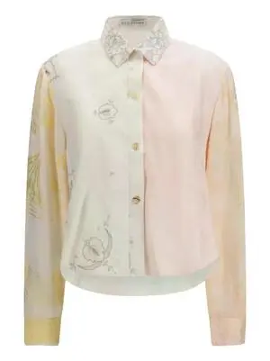 E.L.V. DENIM Emilie Floral Collar Shirt - Neutrals