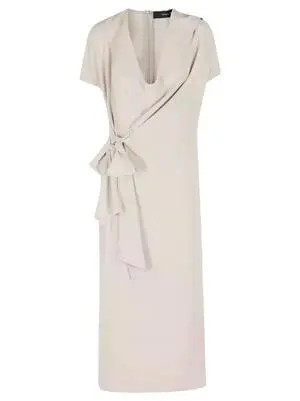 Federica Tosi V-neck Bow Dress - Neutrals