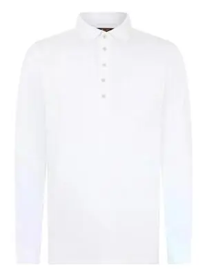 MOORER Pierre Long-sleeve Button Polo Shirt - White