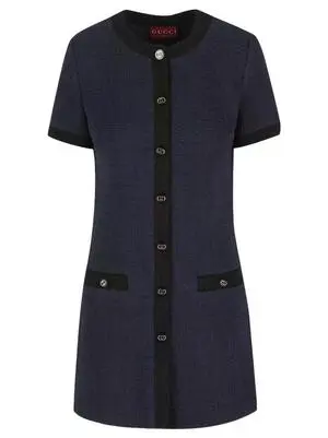 Gucci Buttoned Mini Dress - Blue