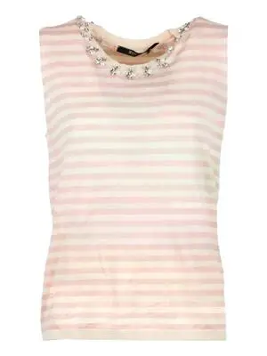 Seventy Embellished Striped Tank Top - Pink