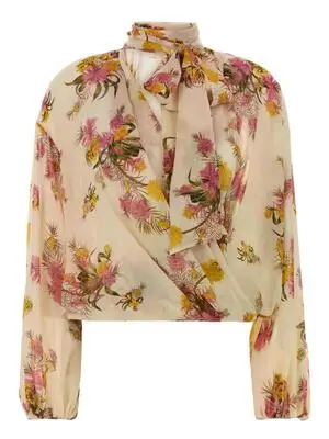 Blumarine Floral Pussy-bow Blouse - Neutrals