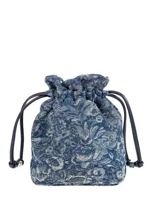 GANNI Floral-pattern Drawstring Tote Bag - Blue