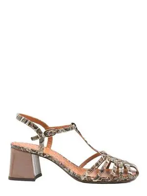 Chie Mihara Snake-print T-strap Pumps - Brown