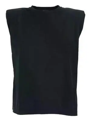 Ag Sleeveless Shoulder Pad T-shirt - Black