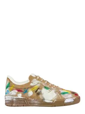 Moschino Painted Leather Sneakers - Brown