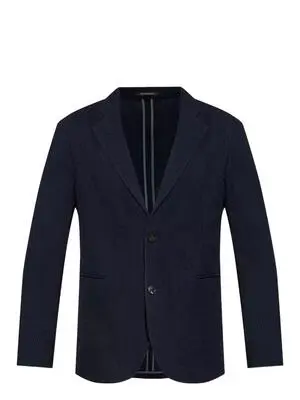 Emporio Armani Single-breasted Seersucker Blazer - Blue
