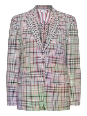 Thom Browne Plaid Pattern Blazer - Grey