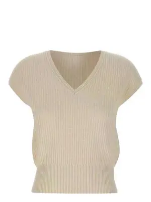 Eleventy V-neck Sleeveless Knit Top - Neutrals