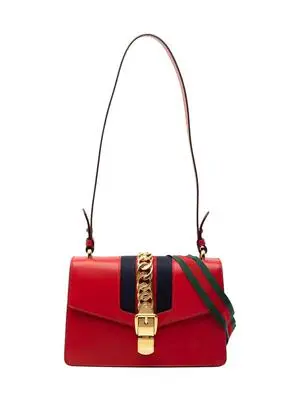 Gucci Leather Sylvie Web Satchel - Red