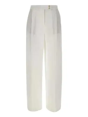Eleventy Palazzo Pleated Trousers - White