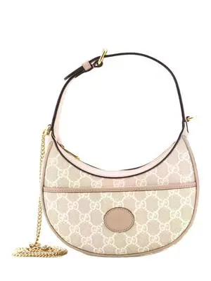 Gucci Interlocking G Patch Half Moon Gg Coated Canvas Mini Hobo Bag - Neutrals