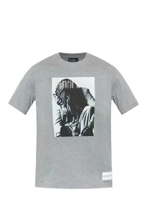 Emporio Armani Graphic-print Cotton T-shirt - Grey