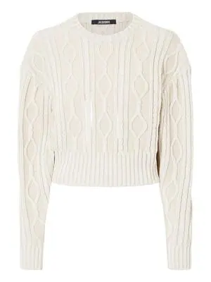 Jacquemus Amelo Cable-knit Cotton Sweater - Ivory
