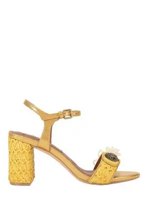 Kurt Geiger Kensington Embellished Raffia Sandal - Dark Yellow