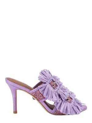 Kurt Geiger Raffia Flower Buckle Sandals - Light/pastel Purple