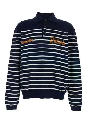 Dsquared2 Striped Embroidered Polo Shirt - Blue