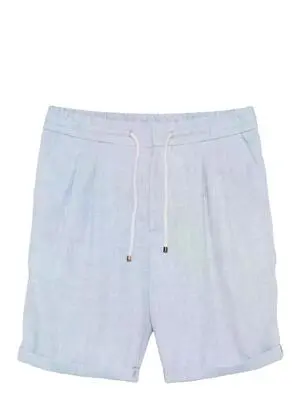 Brunello Cucinelli Drawstring Pleated Shorts Blue