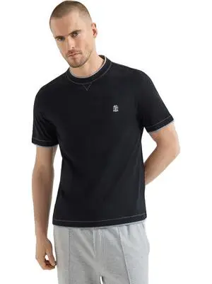 Brunello Cucinelli T-shirt With Faux-layering - Black