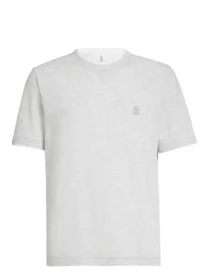 Brunello Cucinelli T-shirt With Faux-layering - Pearl Grey