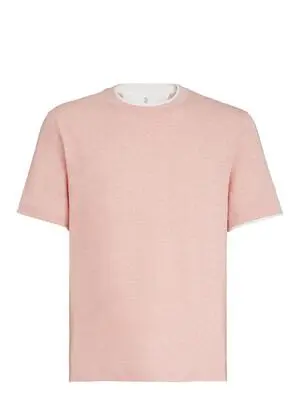 Brunello Cucinelli T-shirt With Faux-layering - Apricot