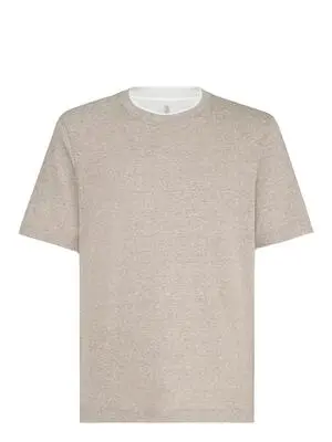 Brunello Cucinelli T-shirt With Faux-layering - Hazelnut