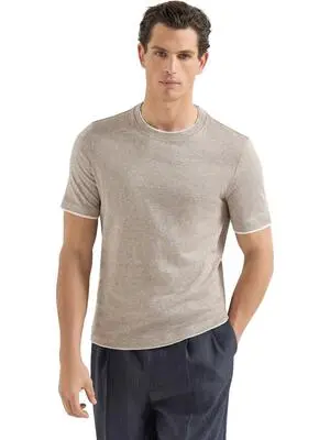 Brunello Cucinelli T-shirt With Faux-layering Hazelnut