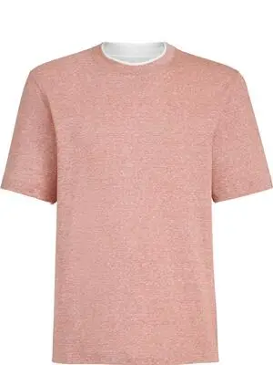 Brunello Cucinelli T-shirt With Faux-layering - Orange