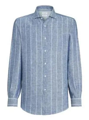 Brunello Cucinelli Striped Twill Shirt - Denim