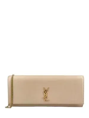 Saint Laurent Leather Clutch Bag - Neutrals