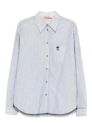 N°21 Striped Embroidered Shirt - White