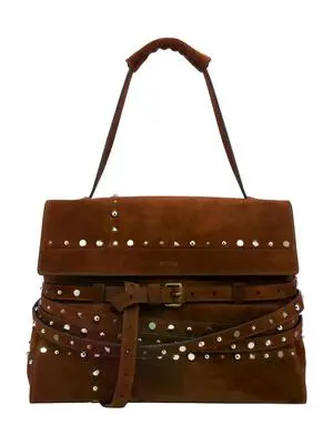 Moschino Buckled Studded Tote Bag - Brown