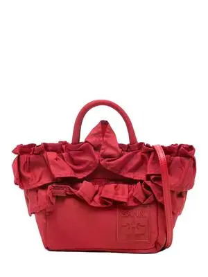 GANNI Tote Bag With Ruffled Detail - Red