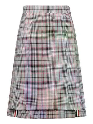 Thom Browne Plaid Wool Pleated Skirt - Grey