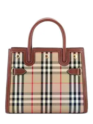 Burberry Vintage Check Canvas And Leather Mini Tote Bag - Brown