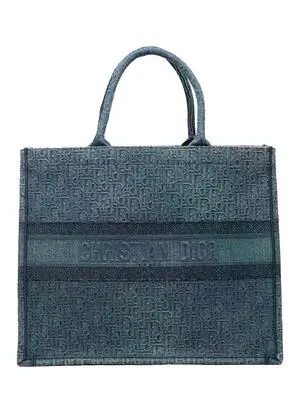 Dior 2019 Large Oblique Denim Book Tote Bag - Blue