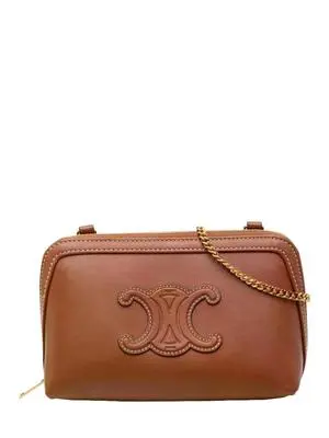 Celine 2023 Smooth Calfskin Cuir Triomphe Clutch On Chain - Brown