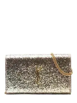 Saint Laurent 2016 Glitter Monogram Kate Wallet On Chain Crossbody Bag - Gold