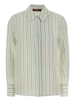 Max Mara Striped Silk Shirt - Green