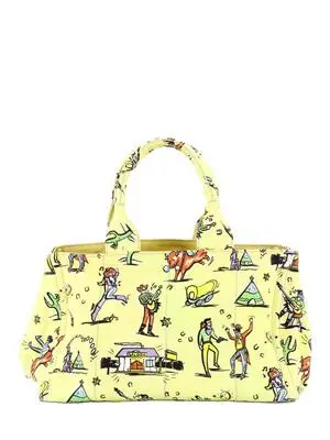 Prada Canapa Printed Canvas Large Tote Bag - Multicolour
