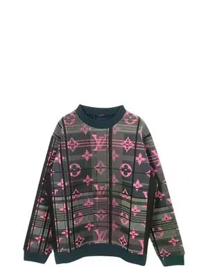 LOUIS VUITTON Monogram-pattern Crew-neck Sweatshirt - Grey