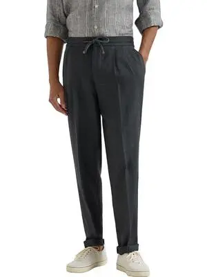 Brunello Cucinelli Trousers With Drawstring And Pleats - Anthracite