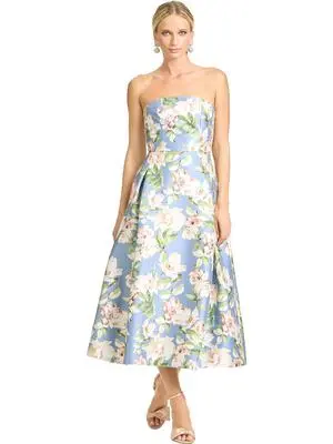 Sachin & Babi Shay Tea-length Strapless Dress - Twilight Camellia