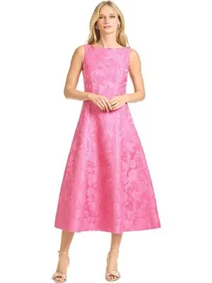 Sachin & Babi Alice Floral Cloque Midi Dress - Rose Pink