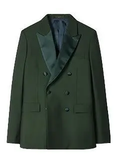 Paul Smith Dark Wool-mohair Double-breasted Evening Blazer - Green