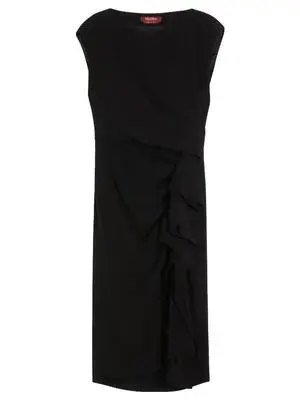 Max Mara Aia Boat-neck Draped Midi Dress - Black