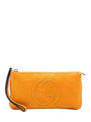 Gucci 2000-2015 Pebbled Leather Soho Pouch - Orange